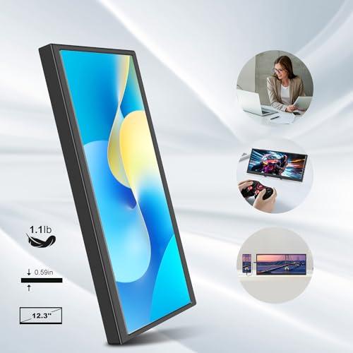 12.3 Inch Touchscreen Secondary Monitor, IPS Stretched Bar LCD Travel Touch Display 1920 * 720 ...
