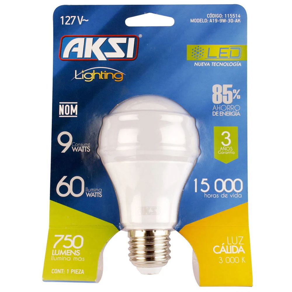 Aksi Bombillo Leds 9W,60W Calida C6M24 : Precio Costa Rica
