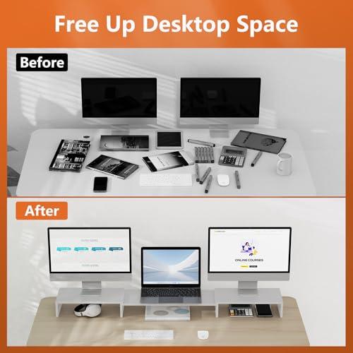 Ergofocus Triple Monitor Stand Riser, Extra Long Monitor Riser for 1~2 ...