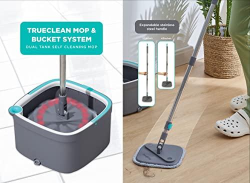 True Tidy True Clean Mop and Bucket System, Includes Square Spin Mop ...