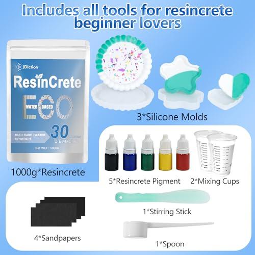 JDiction ResinCrete Kit, Fast Curing Complete Resin Kit for Beginners ...