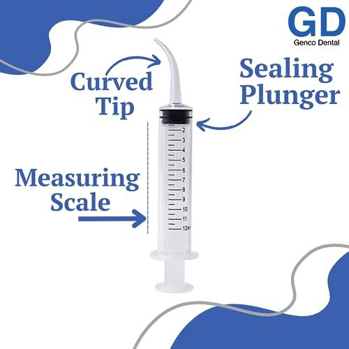 Curved Tip 12cc Irrigation Syringes, Dental Syringe with Curved Tip for ...