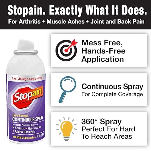 Stopain Spray para aliviar el dolor, 4 oz (paquete de 2) fabricado en ...