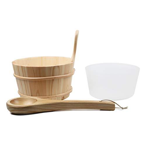 Kakunm Sauna Bucket and Ladle, Wooden Sauna Bucket Sauna Accessories ...