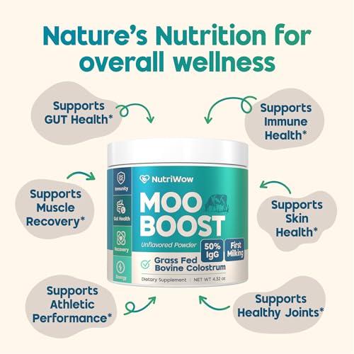 NutriWow MOO BOOST Suplemento en polvo de calostro bovino para humanos ...