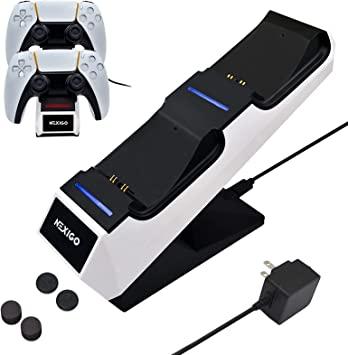 NexiGo PS5 Cargador de controlador con adaptador de CA, estación de carga PS5 con 4 fundas de ...