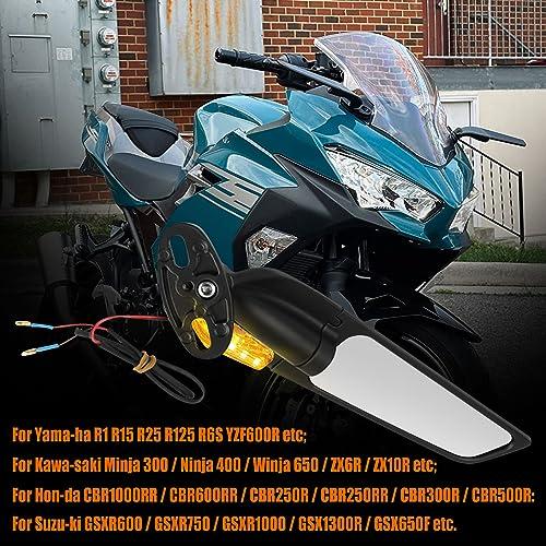 Espejos retrovisores de motocicleta Espejo retrovisor giratorio para motocicleta con luz Ka ...