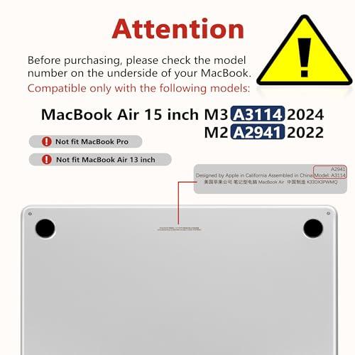 CAMPLALA - Funda compatible con MacBook Air de 15 pulgadas, modelo 2024 ...
