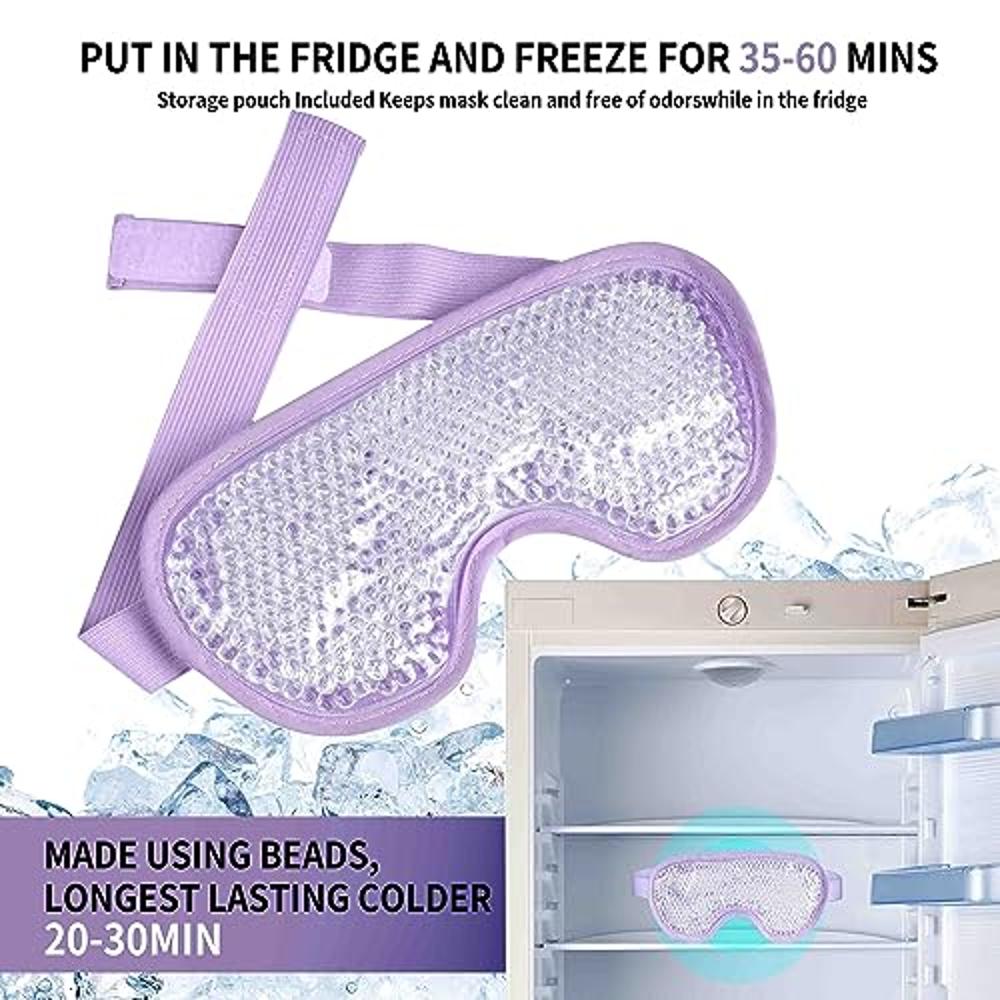 Cooling Eye Mask with Gel Bead, Reusable Cold Compress Ice Pack ...