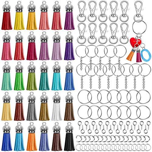 270pcs Keychain Tassels, Acejoz Keychain Rings for Craft with Key Chain ...