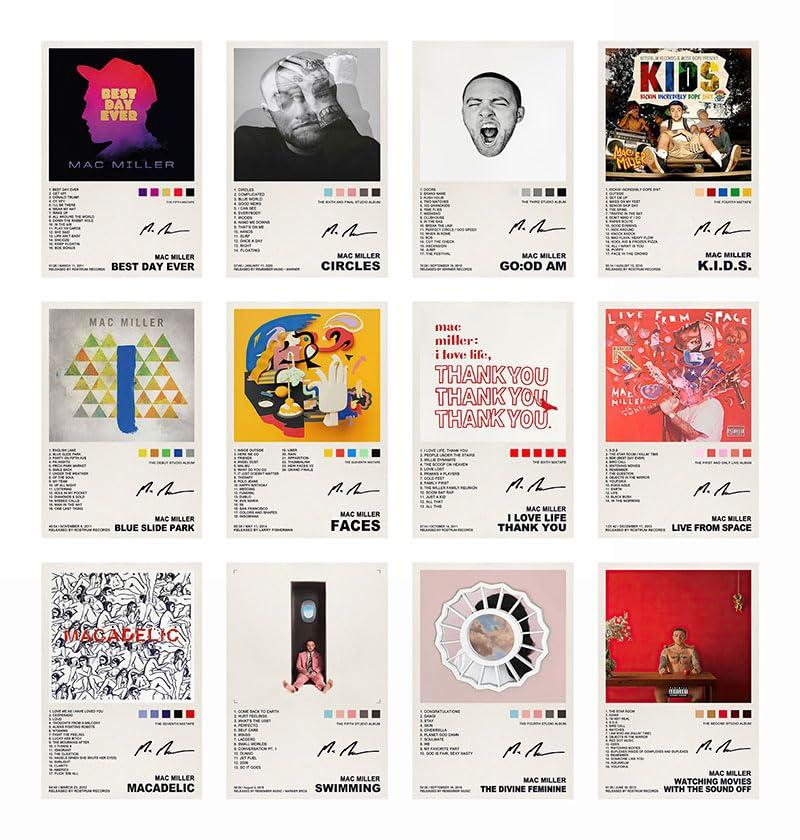 Mac Miller Poster Canvas Music Poster Set - Unframed 12 Piece ...