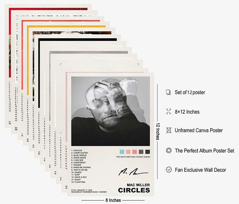 Mac Miller Poster Canvas Music Poster Set - Unframed 12 Piece ...