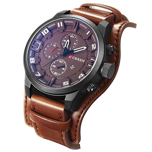 CURREN Original Mens Sports Waterproof Leather Strap Date Wrist Watch ...