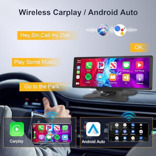 Inalámbrico Apple Carplay Android Auto Screen Estéreo portátil para automóvil con cámara de ...
