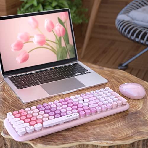 Wireless Keyboards and Mouse Combos, UBOTIE Colorful Gradient Rainbow ...