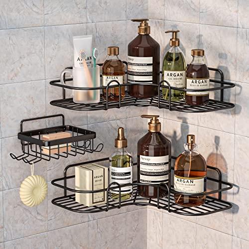 Paquete de 3 estantes de ducha de esquina, estante de ducha adhesivo ...