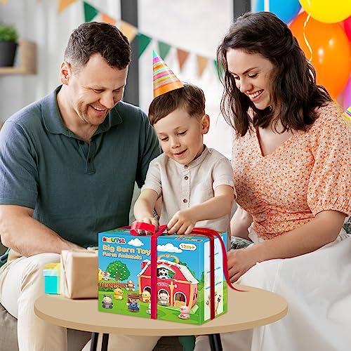 KMUYSL Big Red Barn Farm Animal Playset para 1,2,3 años, juguetes de ...