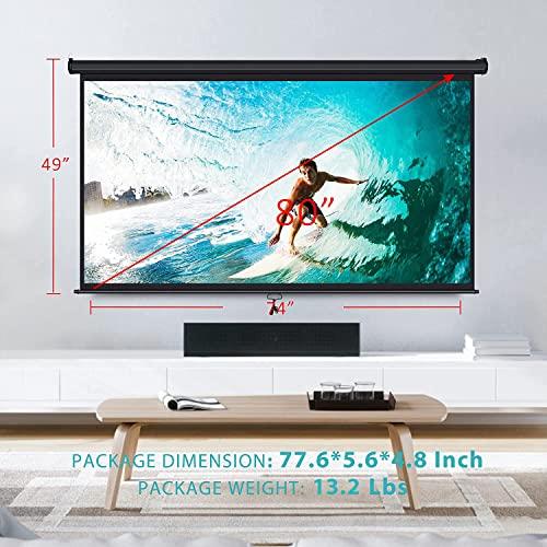 VIVOHOME Pantalla de Proyector Manual Desplegable de 80 Pulgadas ...