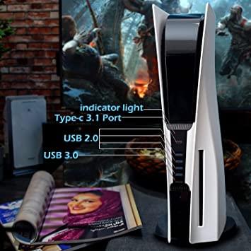 AQIDAP Concentrador USB de 5 puertos para PS5, cargador USB de concentrador de expansión de alta ...