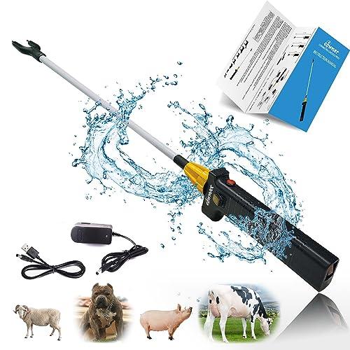COWMER Rechargeable Livestock Prod，Waterproof Electric Cattle Prod with ...